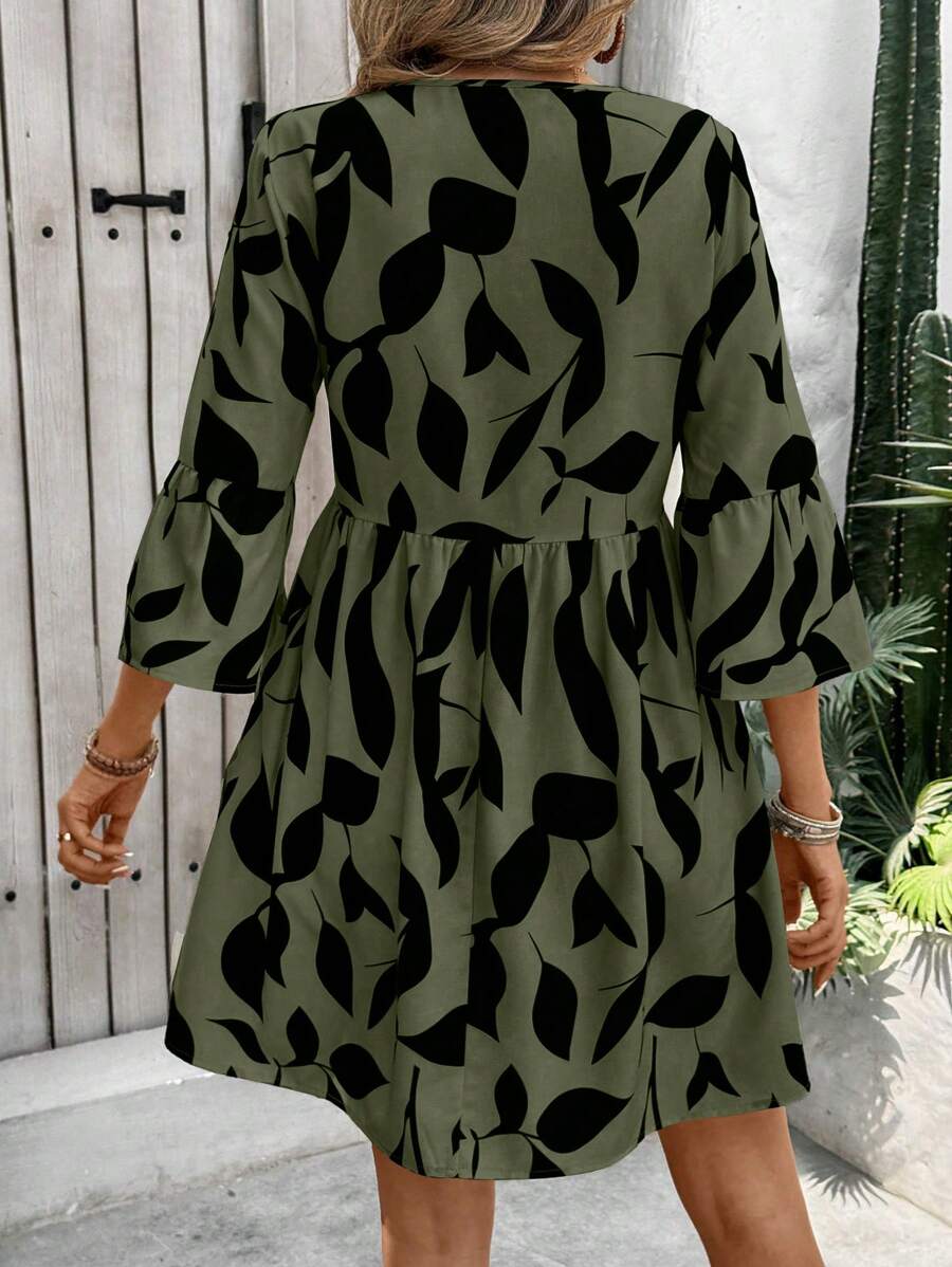 SHEIN Relaxiva Vestido casual de playa y vacaciones con cuello en V ...