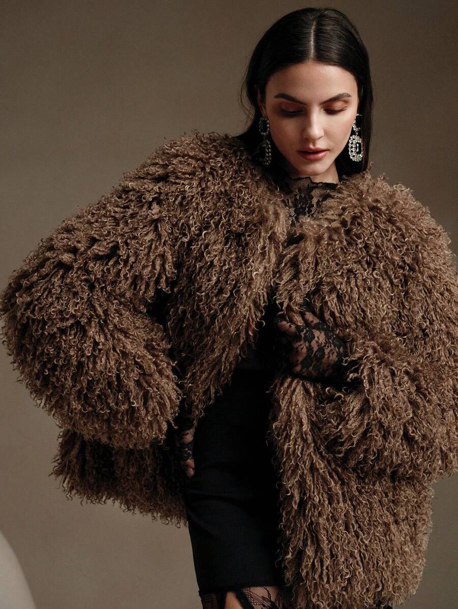 Anewsta Short Fashionable Fluffy Jacket | SHEIN USA