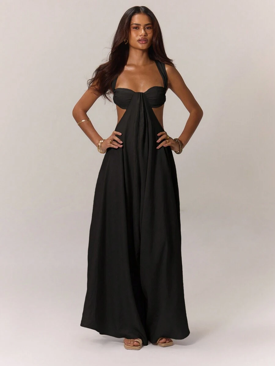 MUSERA Boho Ruched Bust Extreme Wide Leg Jumpsuit Boho For Spring ...