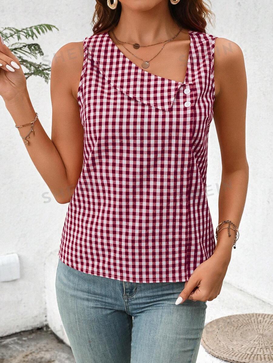 SHEIN LUNE Women Simple White Short Sleeve Cotton Linen Shirt, Casual ...