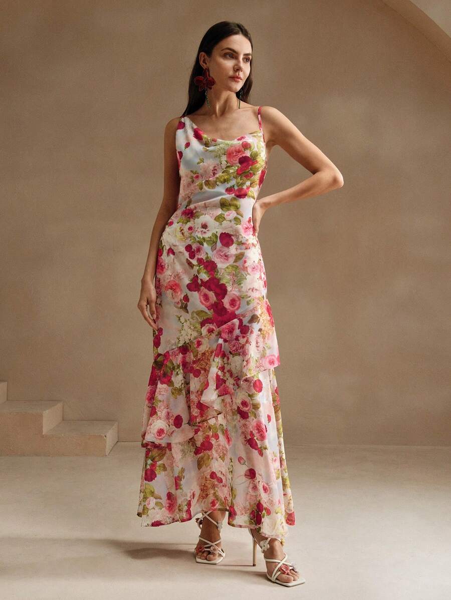 Anewsta Women's Ditsy Floral Ruffled Hem Sleeveless Dress, Summer | SHEIN USA