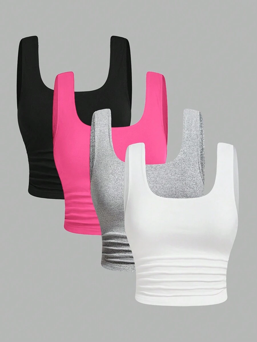 Comfortcana 4 Stück/Set Große Größen bunte lässige Kurzarm Trägershirts ...