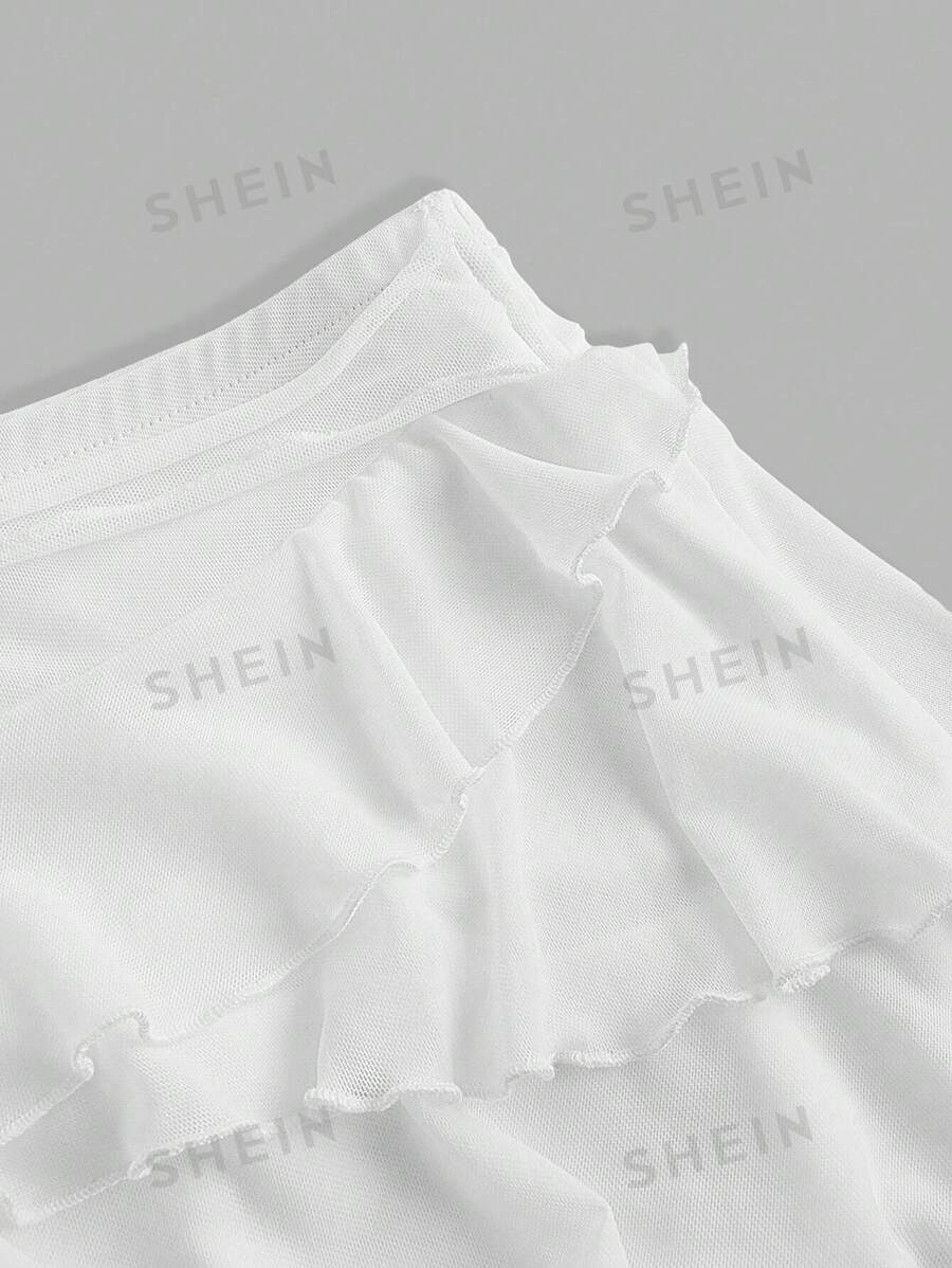 SHEIN ICON Women's Multi-Layer Ruffle Trim Low Rise Y2K Mini Black ...