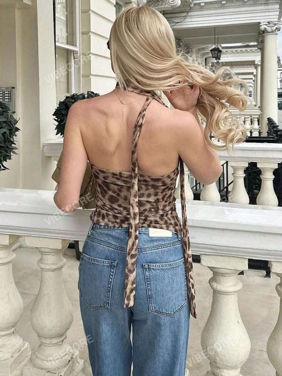 Women's Leopard Print Fashionable Summer Bandeau Top | SHEIN UK