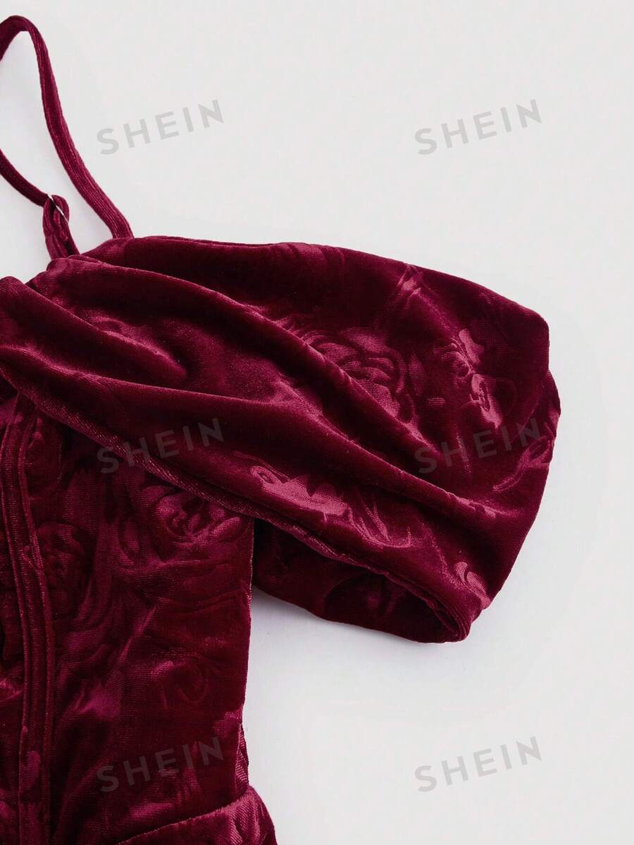 SHEIN MOD Women's Vintage Velvet Embossed Long Dress, Autumn Fall Women Dresses Halloween ...