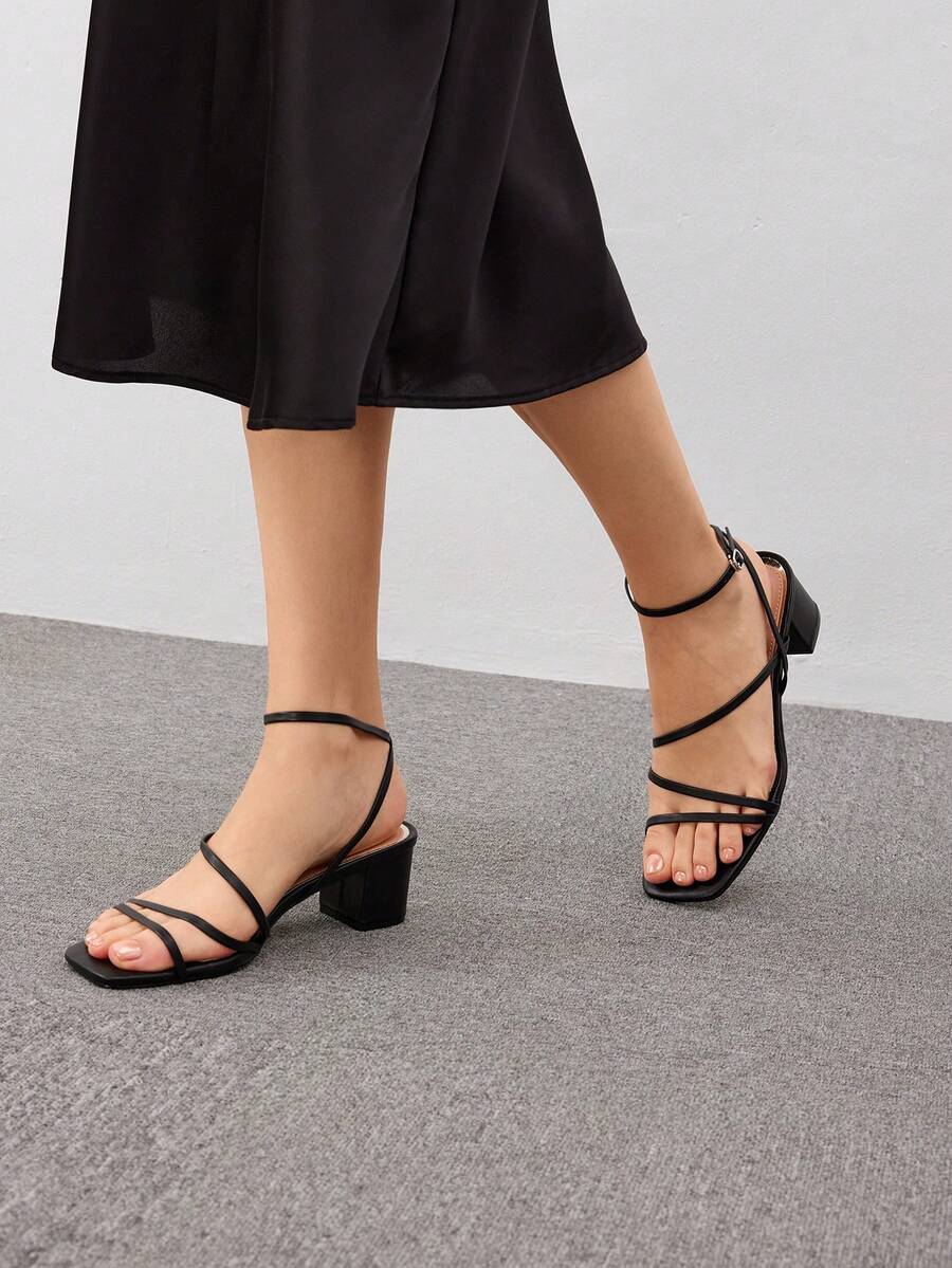 CUCCOO BIZCHIC Buckle Decor Chunky Heeled Ankle Strap Sandals For ...