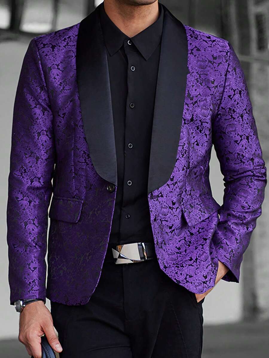 Manfinity Bizformal Men's Business Vintage Jacquard Mandarin Collar ...