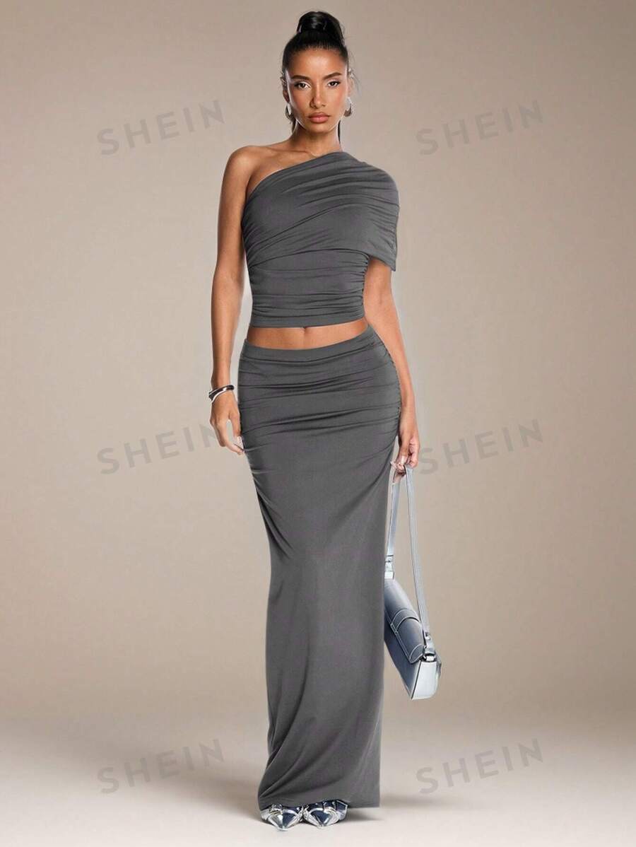 SHEIN BAE The Popular Four-Way Stretch Summer Floor-Length Skirt Is ...