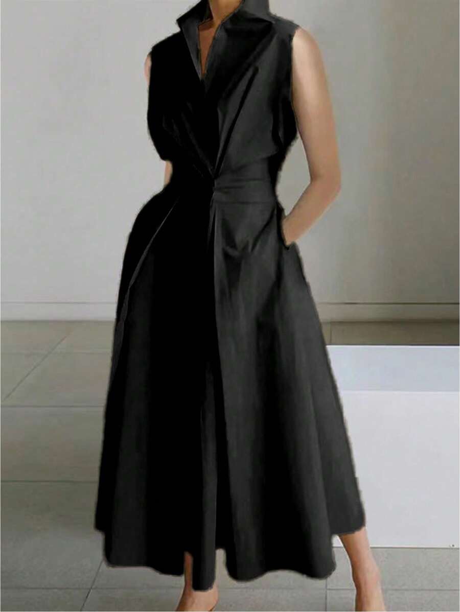 RosyDaze Women's Solid Color Simple Casual A-Line Sleeveless Dress Maxi ...