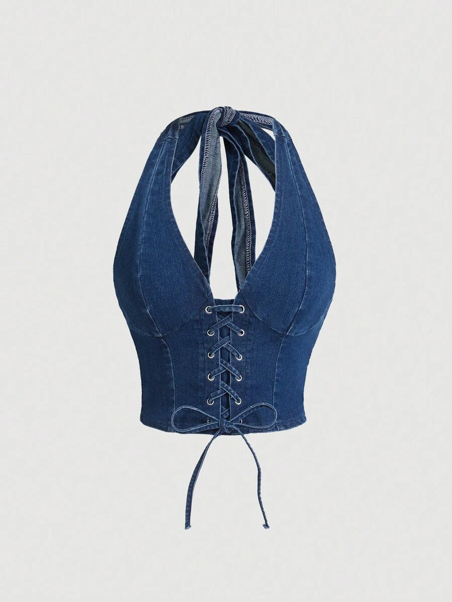 SHEIN MOD Women Halter Neck Tie Front Strap Fashionable Elegant Wear ...