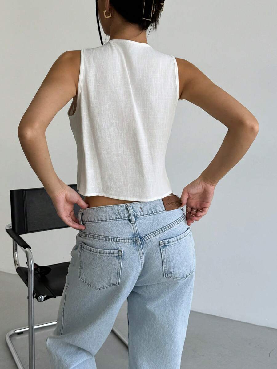 SHEIN EZwear Plus Size Spring And Summer Old Money Style Apricot Linen ...