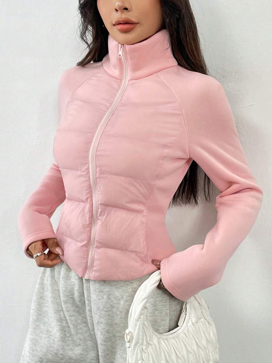 SHEIN ChicEase Women's Solid Color Zipper Padded Padded Coat, Winter ...