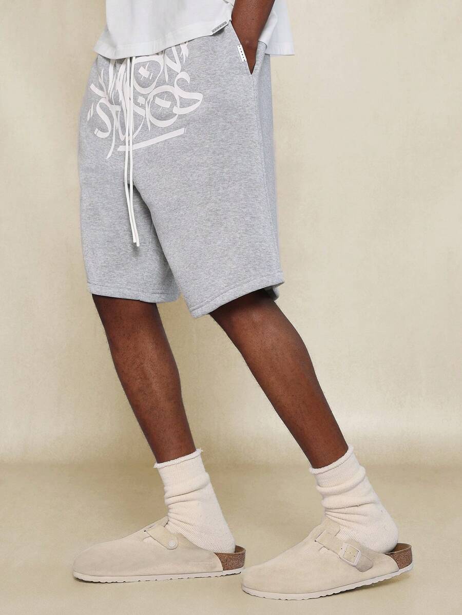 SUMWON Drop Crotch Jorts With Front Print | SHEIN UK