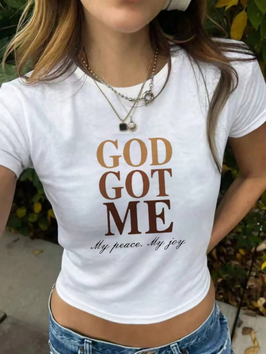 Newest Summer Fresh & Simple Tight Cropped White Short Sleeve T-Shirt ...