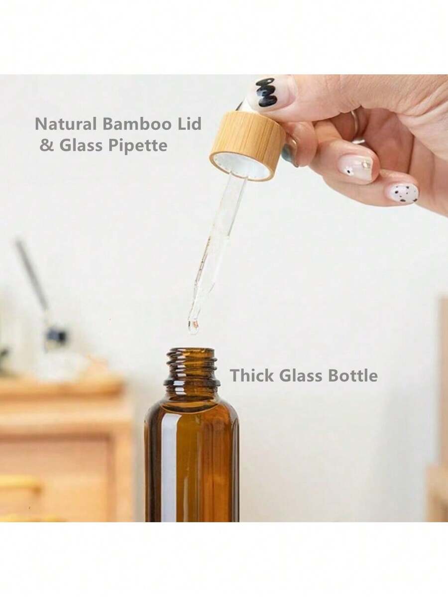 Natural Bamboo Droppers, 1pc 5ml-30ml Empty Refillable Thick Brown ...
