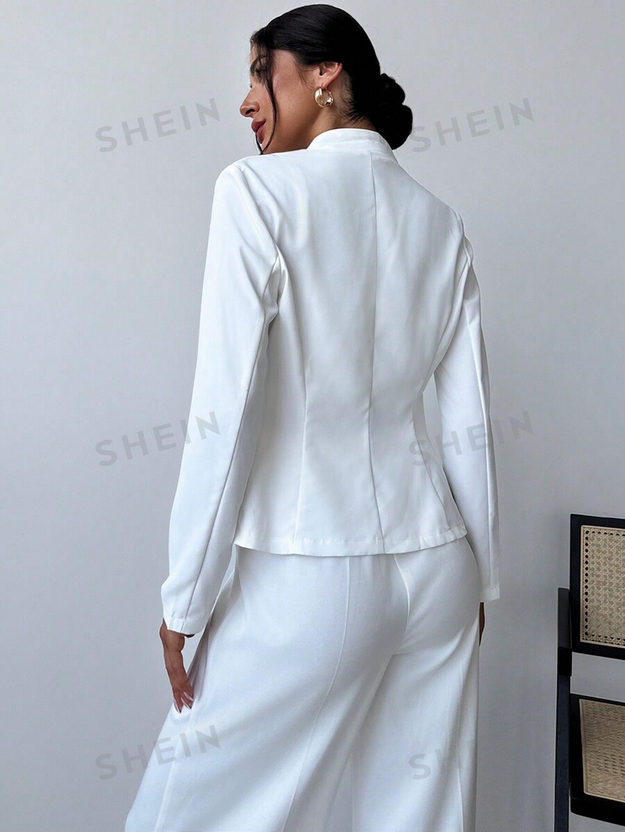 SHEIN Privé Women Regular Fit Notched Lapel Cinched Waist Coat Casual ...