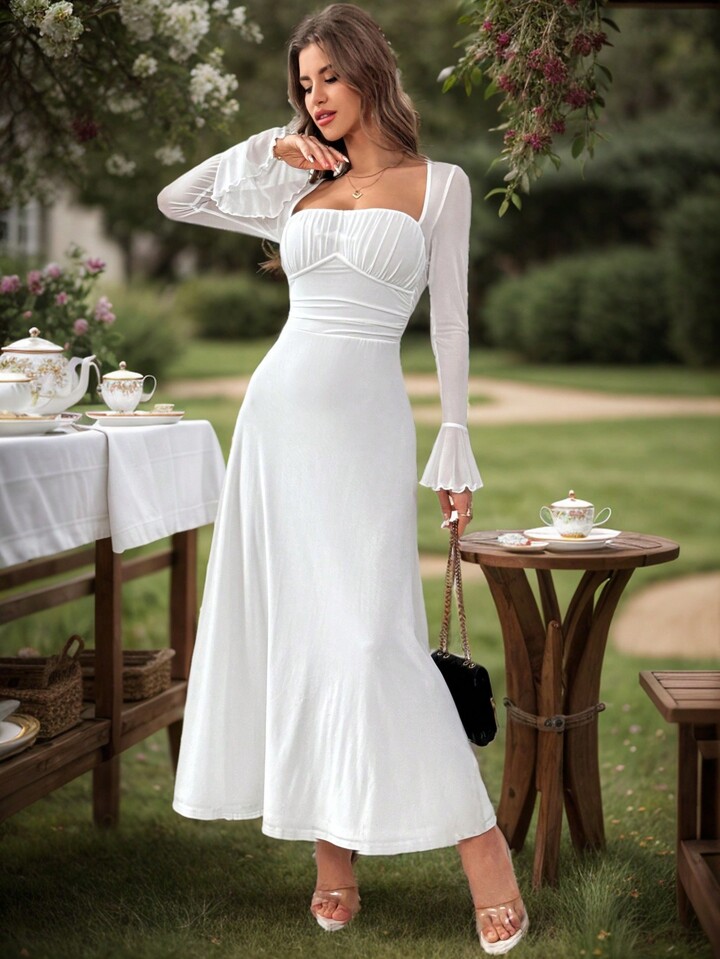 Shein white dress store