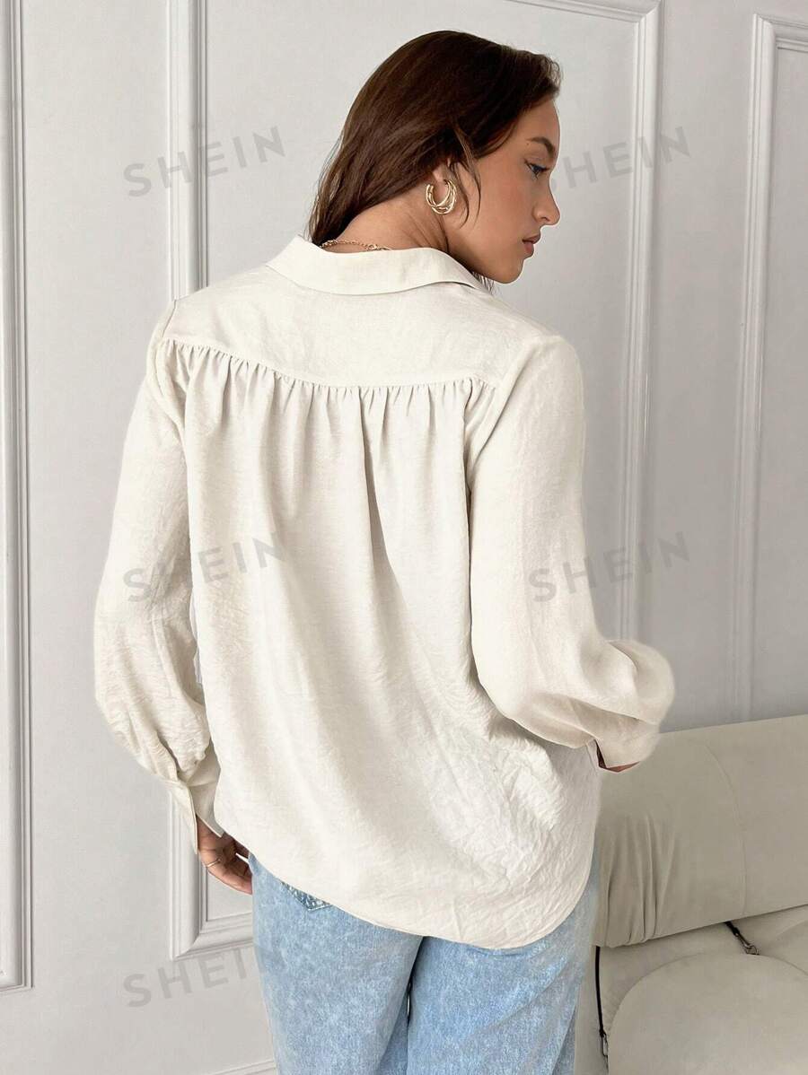 SHEIN Essnce Blusa classica da donna con elementi decorativi e polsini, camicia con colletto ...