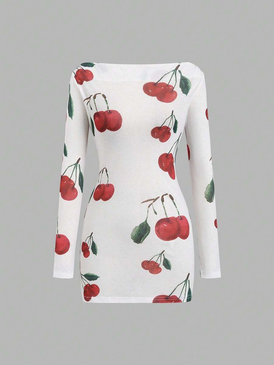 Sweetra Vestido Elegante Feminino com Ombros à Mostra, Manga Longa e ...