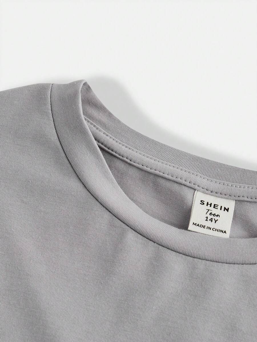 SHEIN 2pcs/Set Teen Girl Cartoon Portrait Printed Oversized T-Shirt And ...