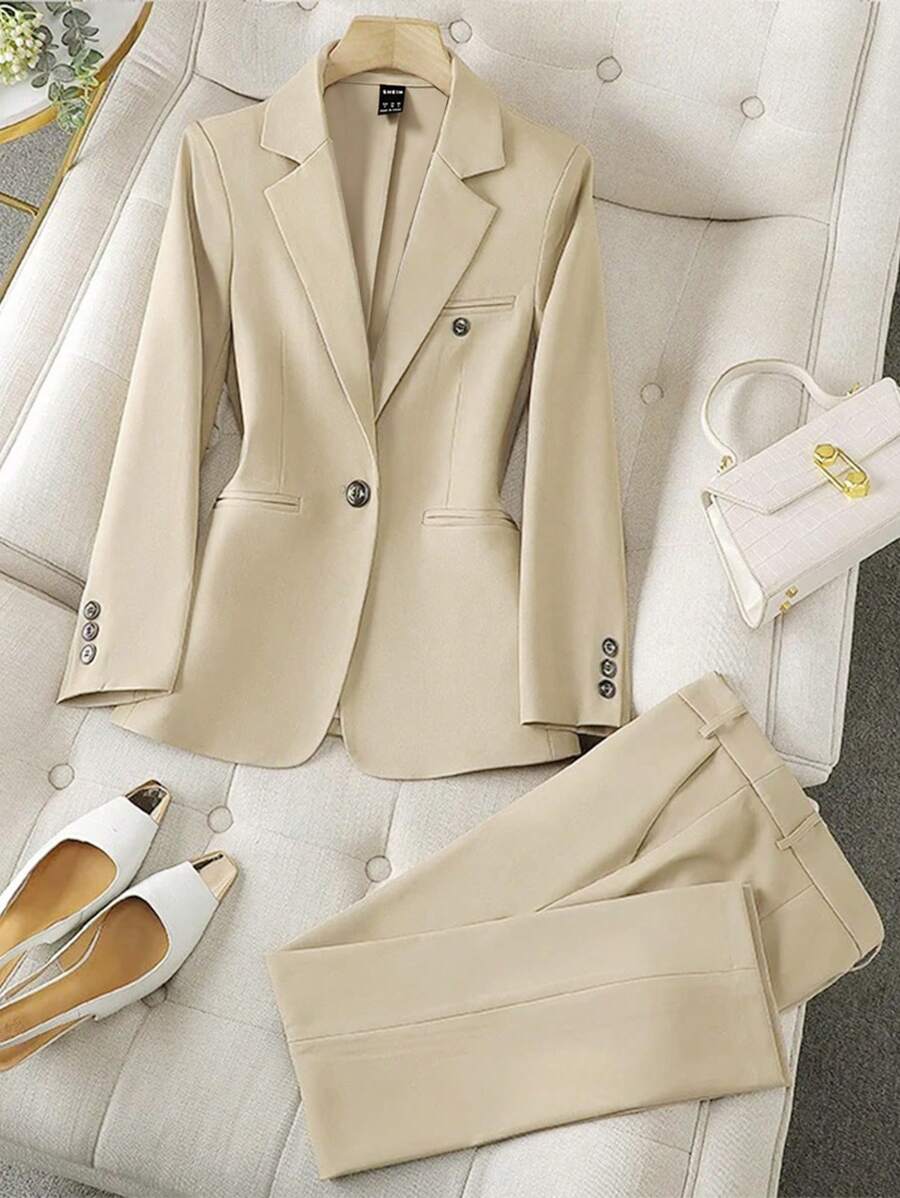 Franclia Women's Fashionable Business Style Solid Color Long Sleeve ...