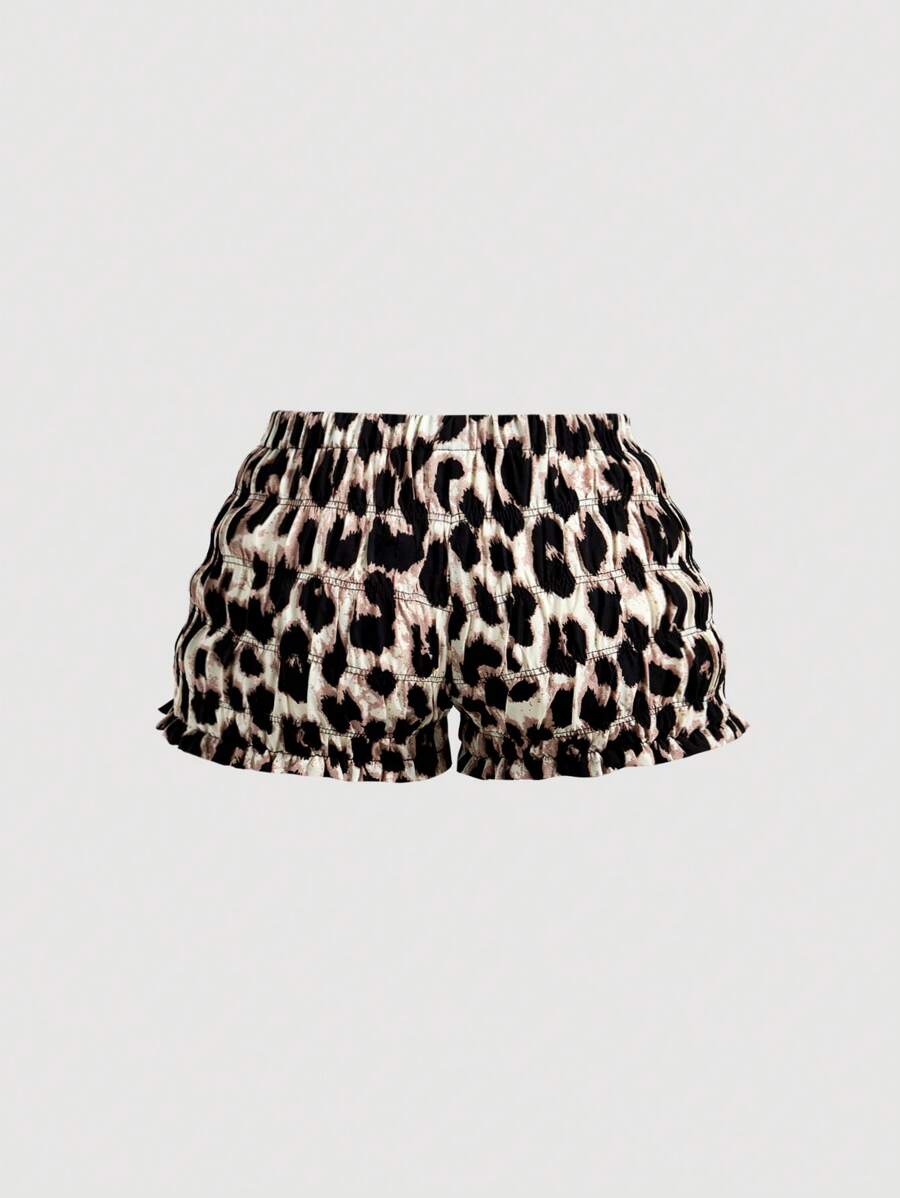 SHEIN Tween GirlCoquette Kawaii Bow Ruffled Micro Mini Leopard Shorts ...