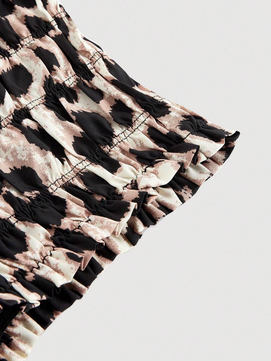 Teen Girls Cute Bow Ruffle Micro Mini Leopard Print Shorts, Palace ...