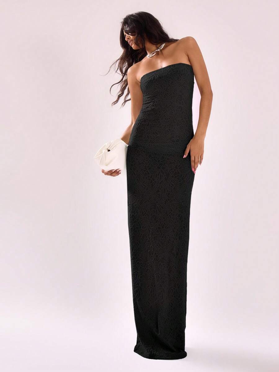 MUSERA Sexy Textured Tube Maxi Holiday Party Dress Elegant Spring Summer Vacation | SHEIN USA
