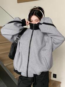 DAZY Women's Casual Color Block Splice Thermal Lined Sweatshirt, Autumn ...