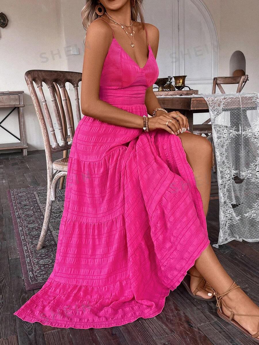 SHEIN Frenchy Elegant Casual Vacation Bohemian Patchwork Backless Strap ...