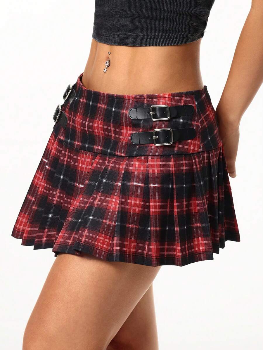 Coolane Women's Y2K Back To School Date Night Red Plaid Mini Skirts For ...