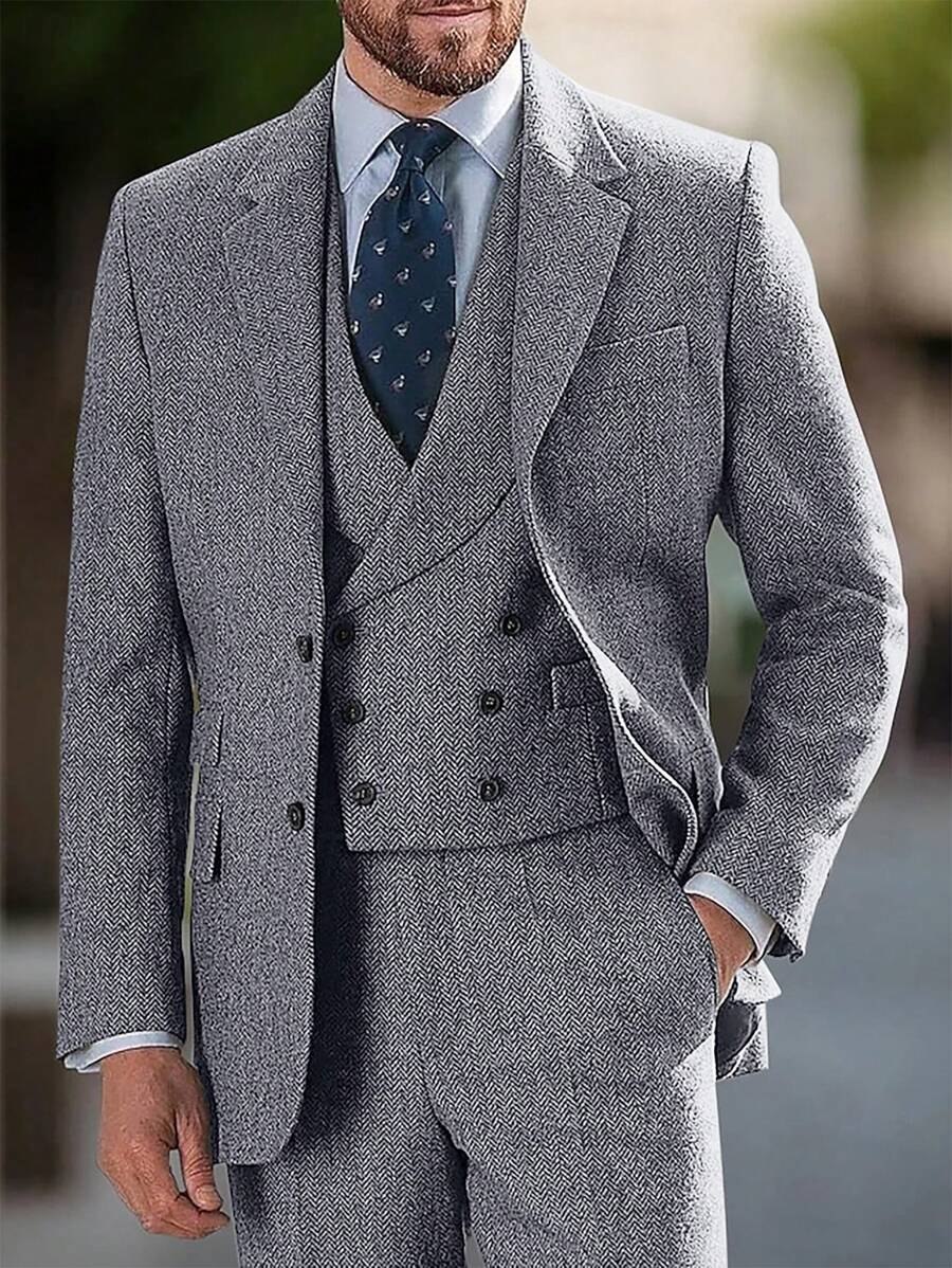 Calvornis Men's Notch Lapel Long Sleeve Faux Pocket Simple Suit Jacket ...