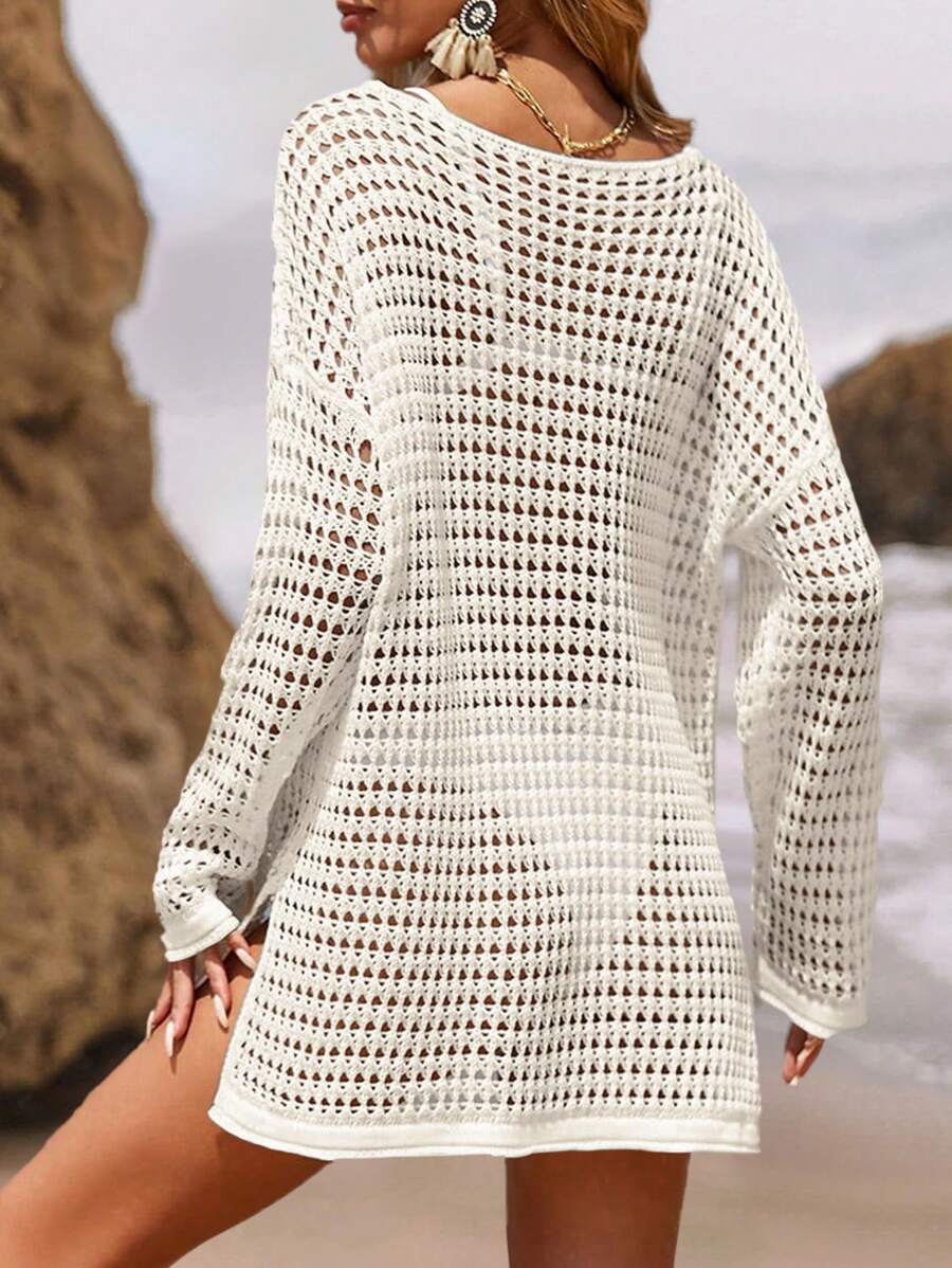 SHEIN VCAY Holiday Beach Leisure Loose Knitted Swimsuit Cover-Up With ...