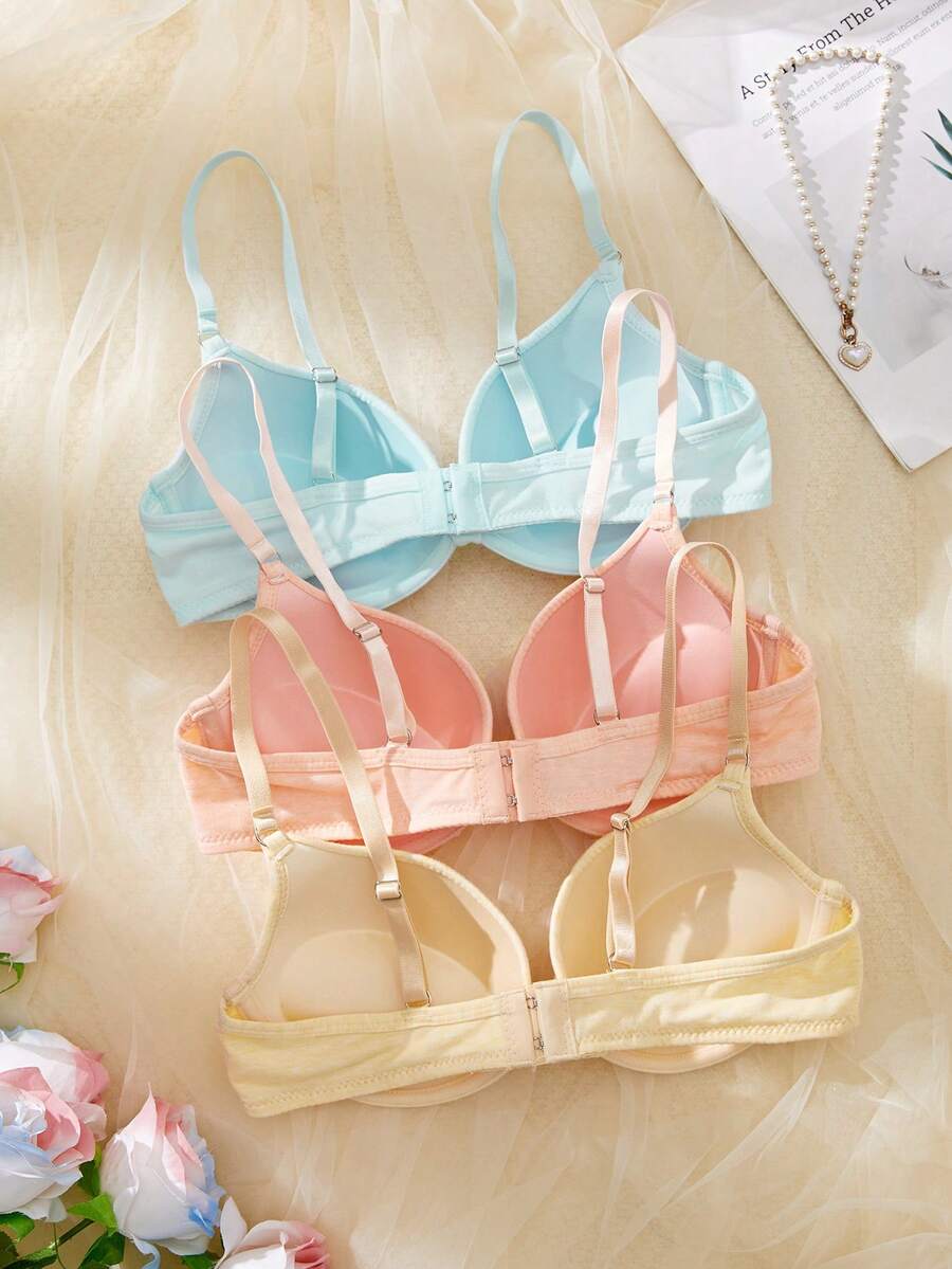 3pcs/Set Women's Minimalist Padded Underwire Bras With Lift And Support ...
