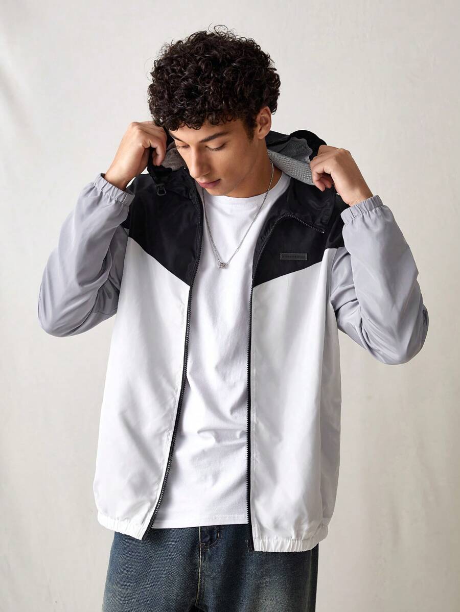Manfinity VCAY Men's Casual Loose Fit Colorblock Zip-Up Long Sleeve ...