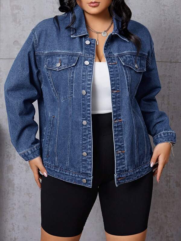 Plus Size Denim Jackets | Fashion Plus Size Denim Jackets | SHEIN USA