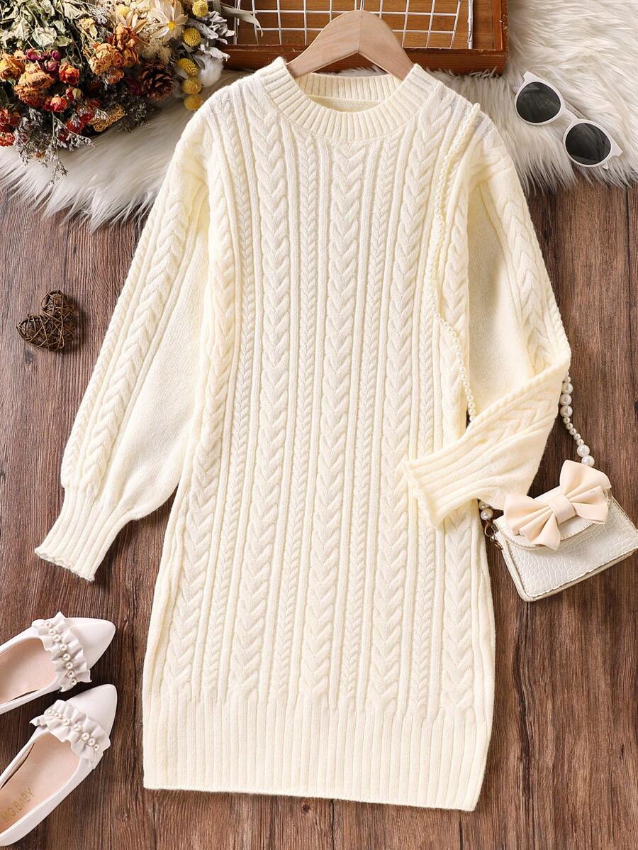 Tween Girls Crew Neck Sweater Dresses, Fashion & Elegant For Resort ...