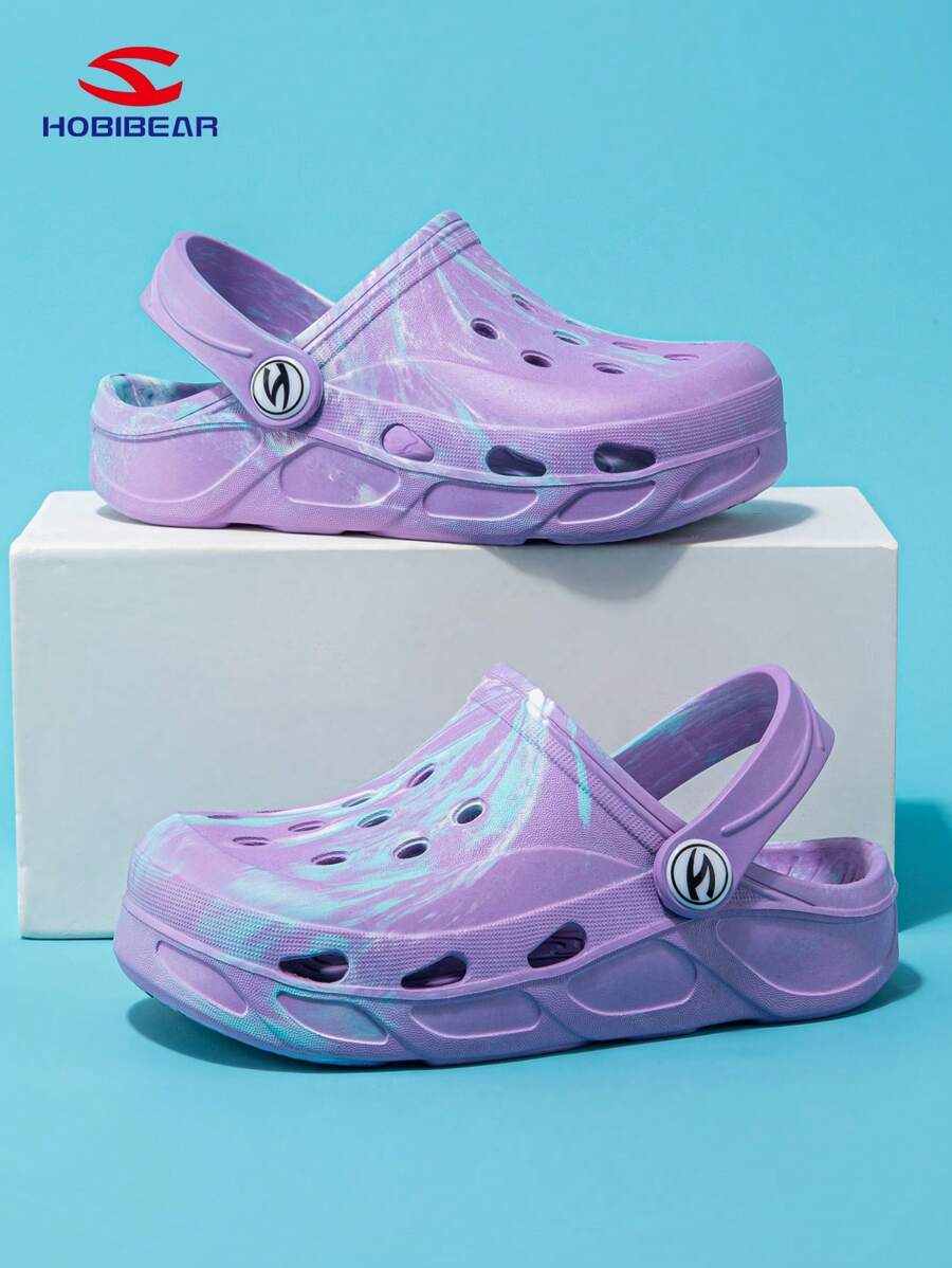 1 Pair Purple Soft Cute Wooden Clogs For Girls, Toddler Baby Early ...