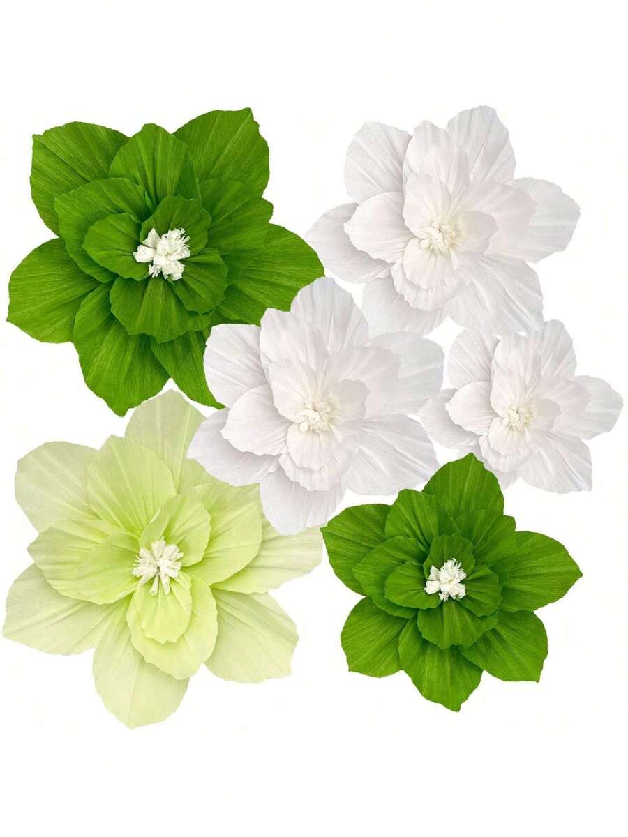 6pcs Green Jade Paper Flowers Wall Decor, Wedding Birthday Room Party ...