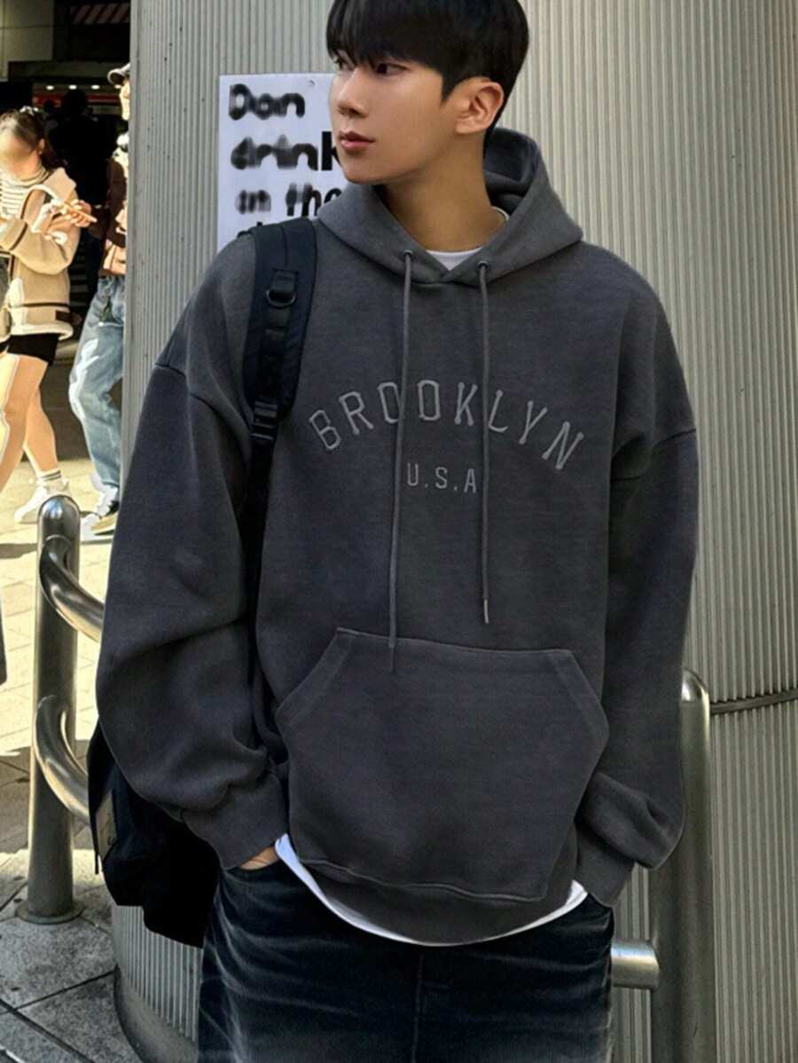 DAZY Sudadera con capucha bordada con letras para hombre, otoño | Mode ...