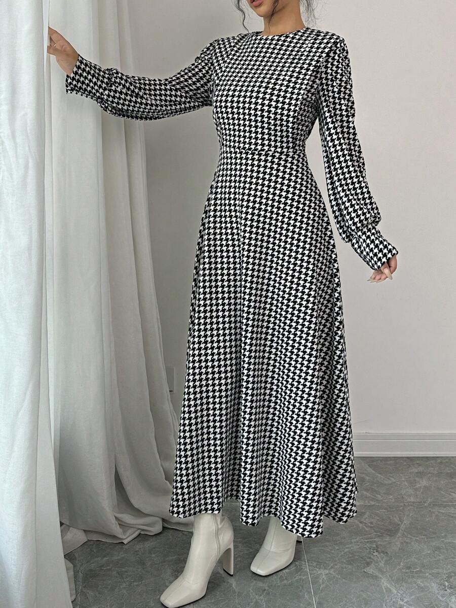 SHEIN Raffinéa Robe casual fourreau à manches longues col rond avec imprimé grue, automne/hiver ...