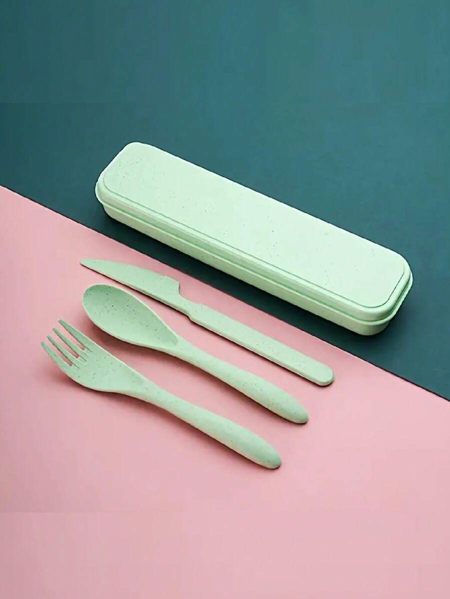 SHEIN 3Pcs/Set Portable Cutlery Set, Thickened Plastic Cutlery, Forks ...