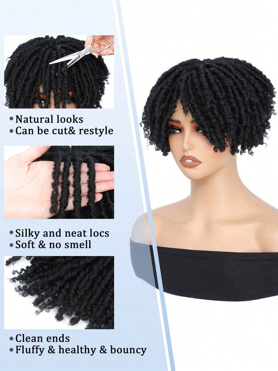 Perruque toupet à dreads courts pour femmes et femmes, perruque ...