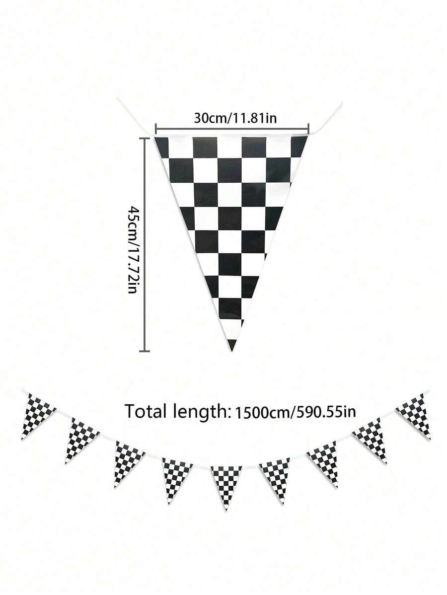 2pcs/15m Black And White Checkered Flag Banner Racing Birthday ...