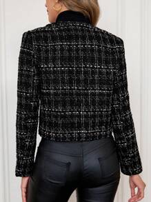 SHEIN Clasi Women Metal Button Decor Long Sleeve Woolen Jacket ,White ...
