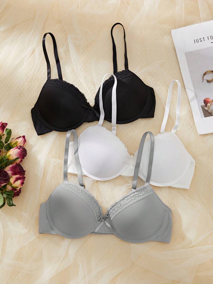 3pcs/Set Women's Casual Seamless Padded Bras | SHEIN USA