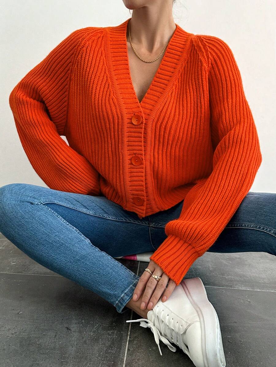 Solid Button Front Cardigan | SHEIN USA