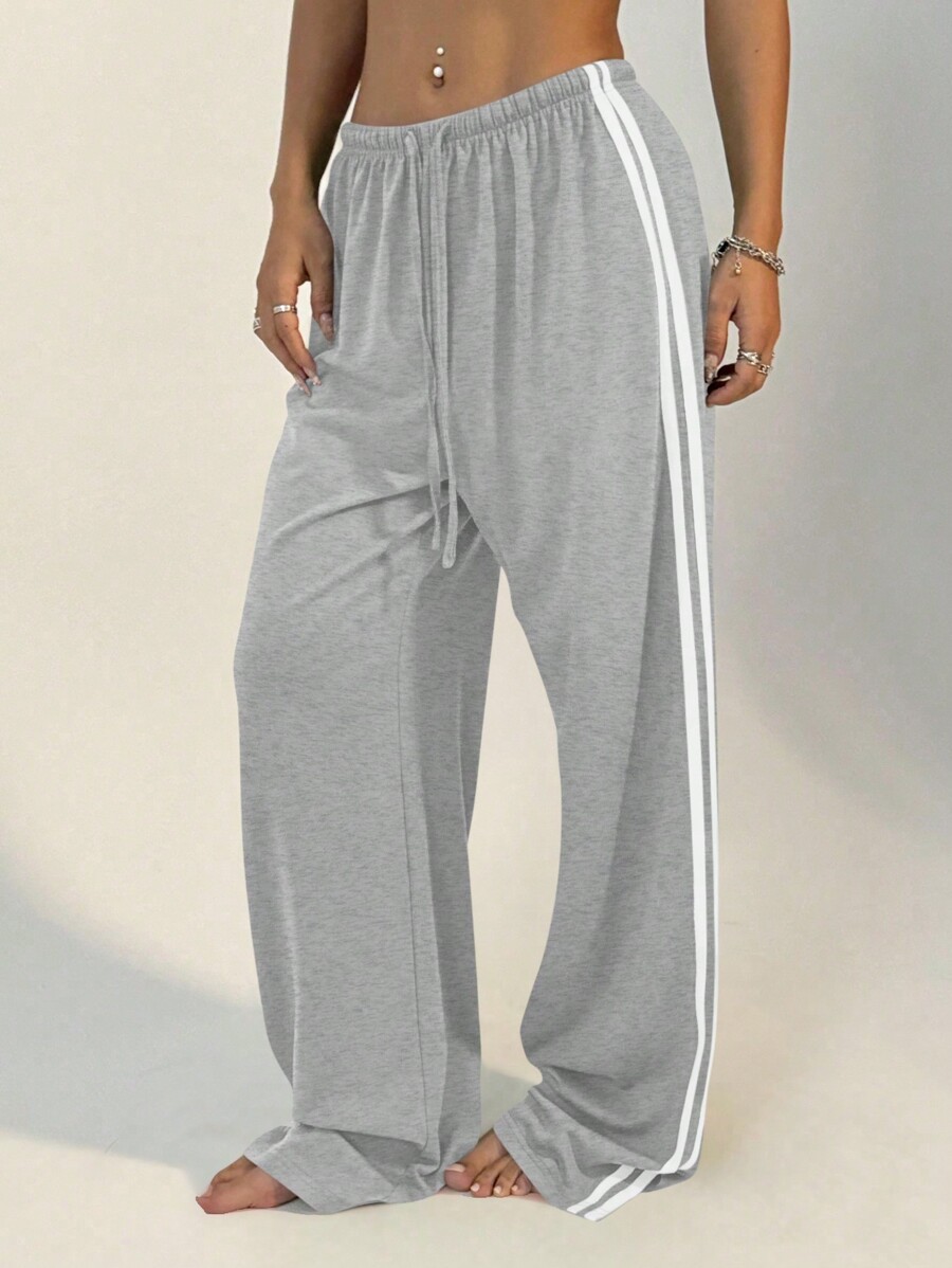 StreetHx Women's Spring Autumn Sporty Drawstring Side Contrast Color ...