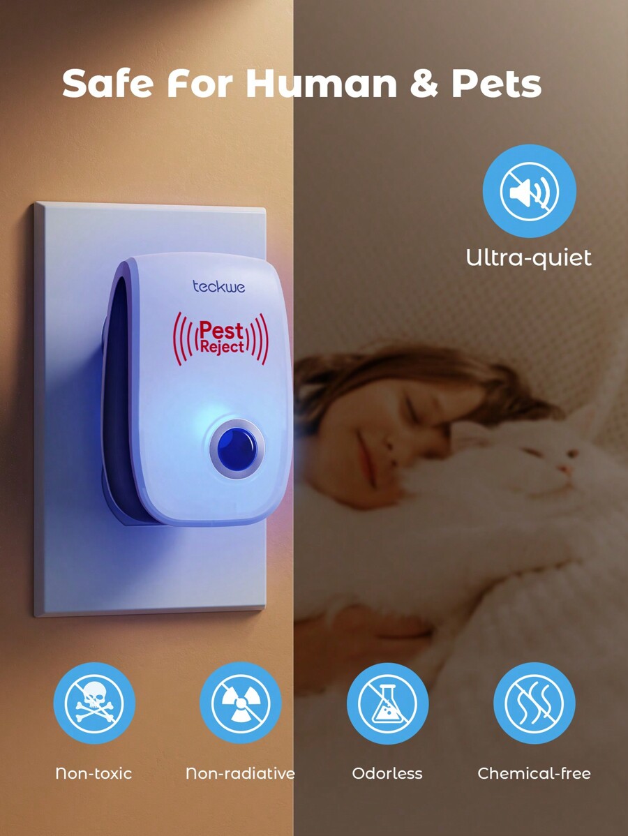 Teckwe Repelente eléctrico de mosquitos adecuado para espacios ...