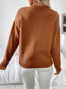 SHEIN LUNE Damen Sweatshirt mit Rundhalsausschnitt, einfarbig, mit ...